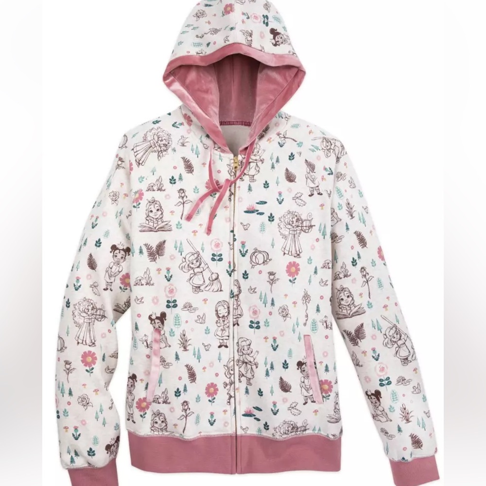 Disney Animators Princess Zip Up Hoodie Size Xl - Gem